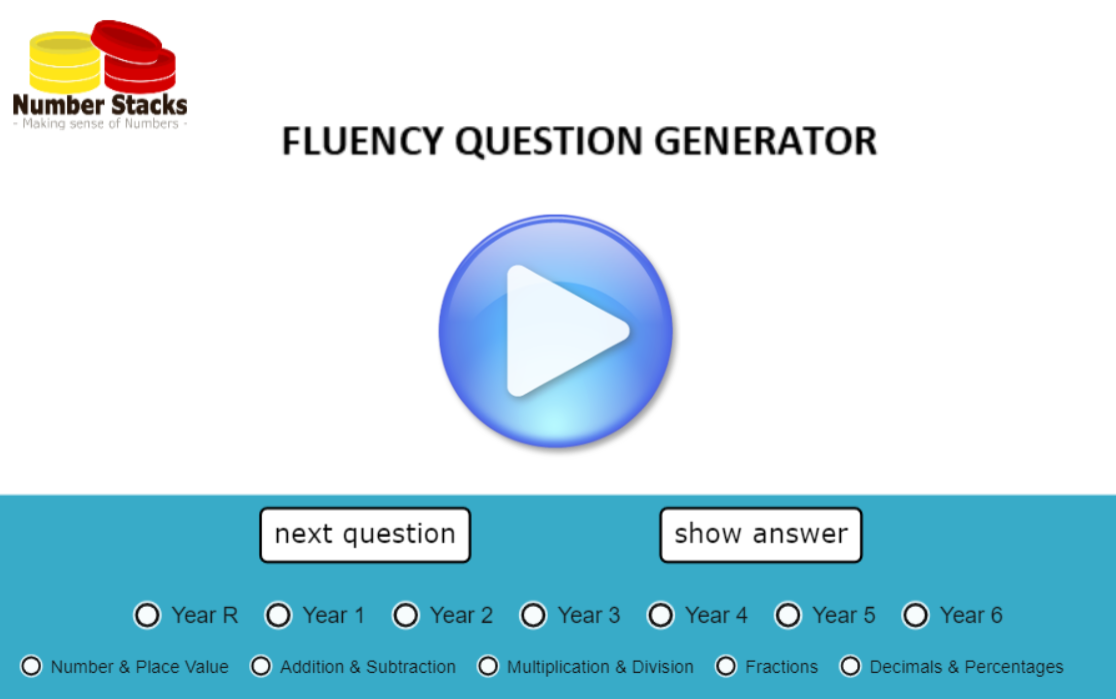Fluency Question Generator | Number Stacks